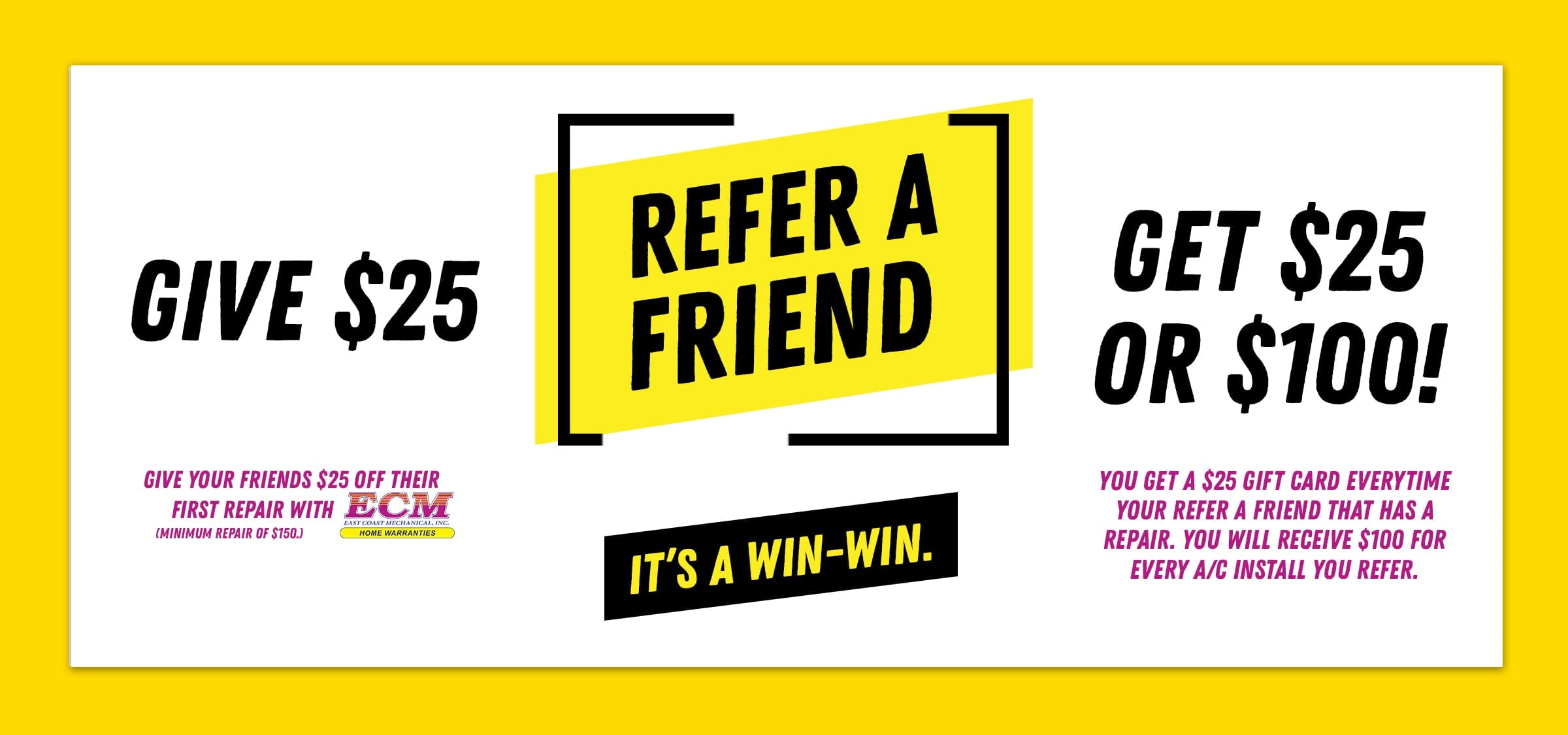 A/C Repair and Installations Referral Program | ECM Air Conditioning